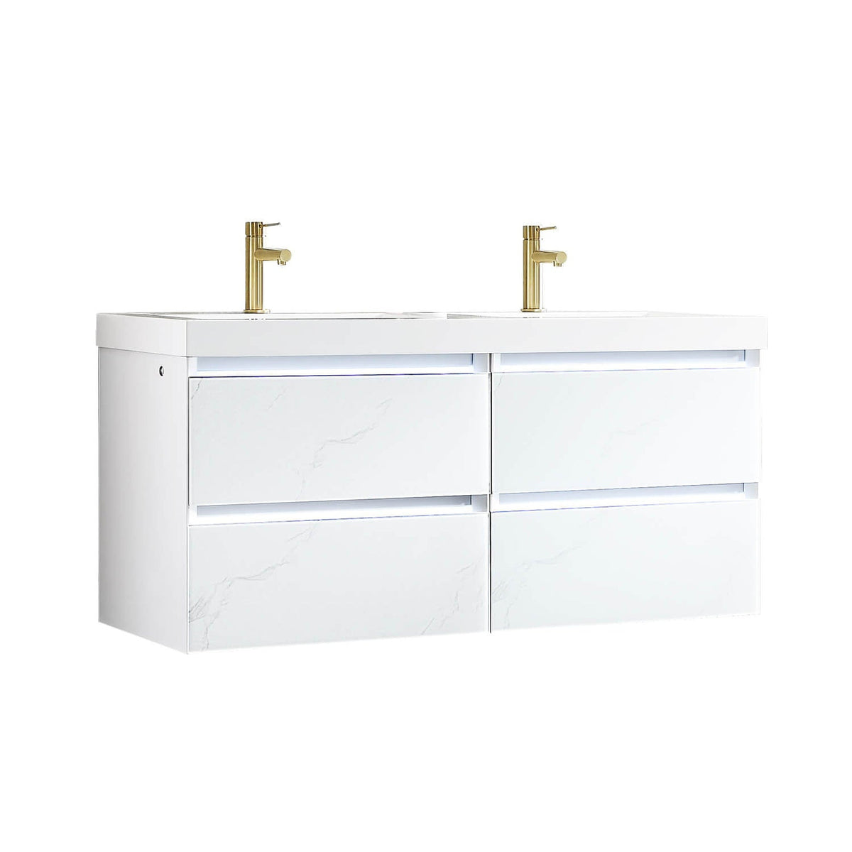 Blossom Jena 48" 2-Drawer Calacatta White Wall-Mounted Vanity Set With ...