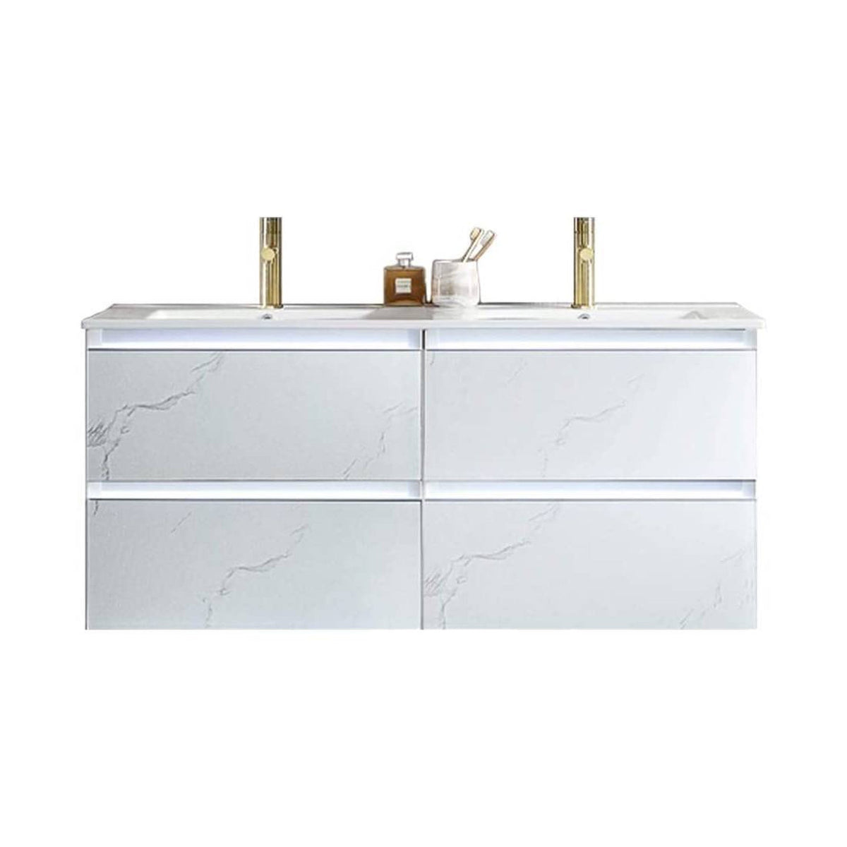 Blossom Jena 48" 2-Drawer Calacatta White Wall-Mounted Vanity Set With ...