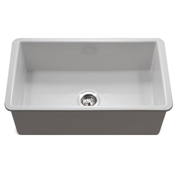 Hamat - CHE-3219SU-WH - Undermount Fireclay Single Bowl Kitchen Sink ...