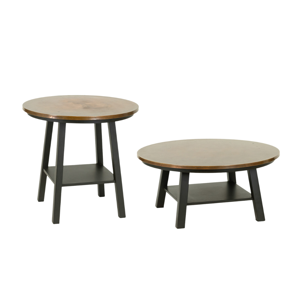 Ethan Allen Sherman Round Copper-Top Coffee and Cocktail Table ...
