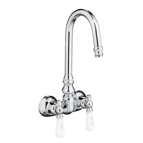 Clawfoot Tub Filler – Code Spout, Lever Porcelain Handles – PoshHaus