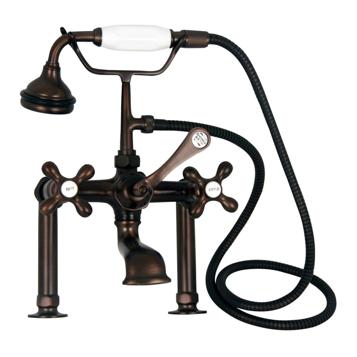 Columbus 61″ Cast Iron Double Roll Top Tub Kit – Oil Rubbed Bronze Acc ...