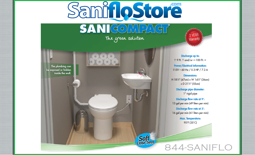 Saniflo Sanicompact C4 One-Piece UpFlush Toilet and Macerator – PoshHaus